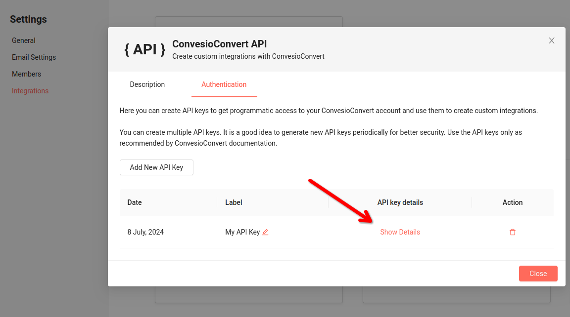 ConvesioConvert Public API Reference Documentation